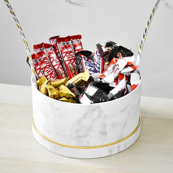 Pure Chocolate Joy Personalised Hot Air Balloon Hamper - Raw Ribbon